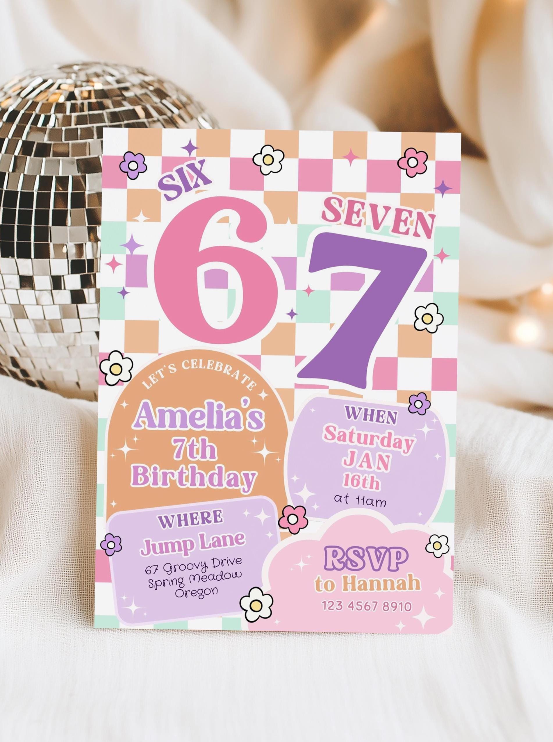 6 7 Birthday Invitation, 6-7 Birthday Invite, 7th Birthday Invite ...
