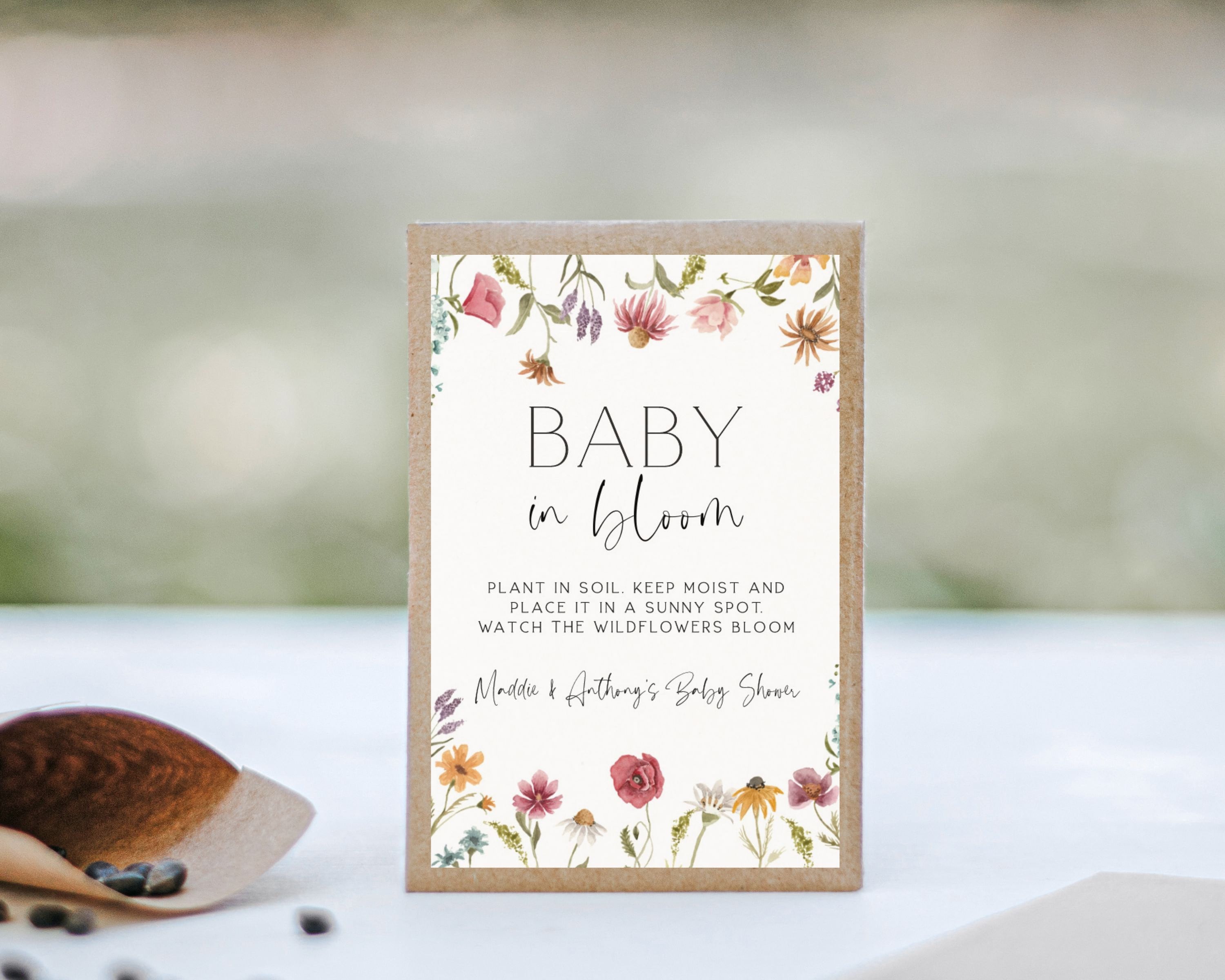 Baby in Bloom Baby Shower Seed Packet Label, Floral Baby Shower ...