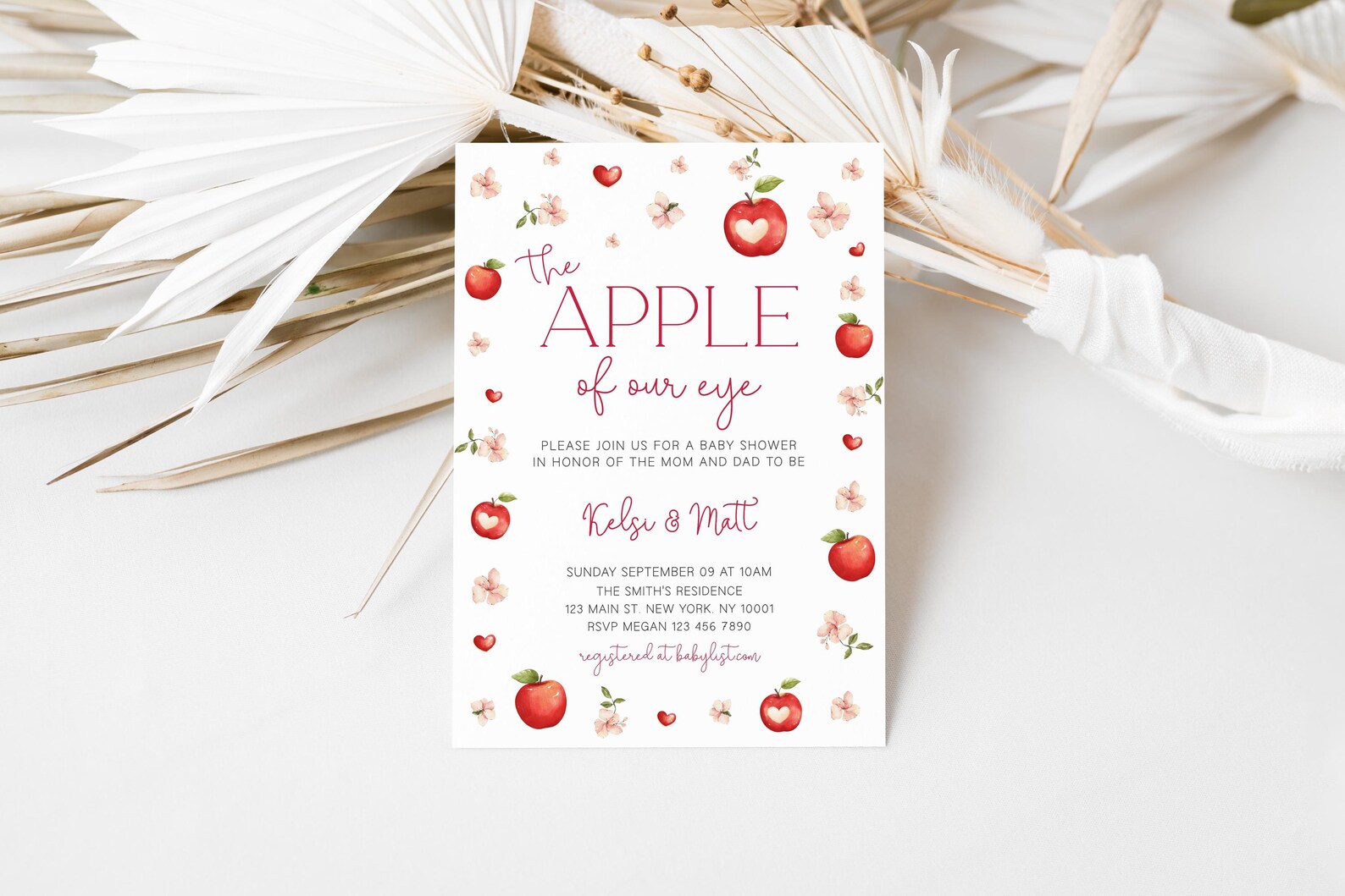 Apple Baby Shower Invitation, Apple of Our Eye Baby Shower Invitation ...