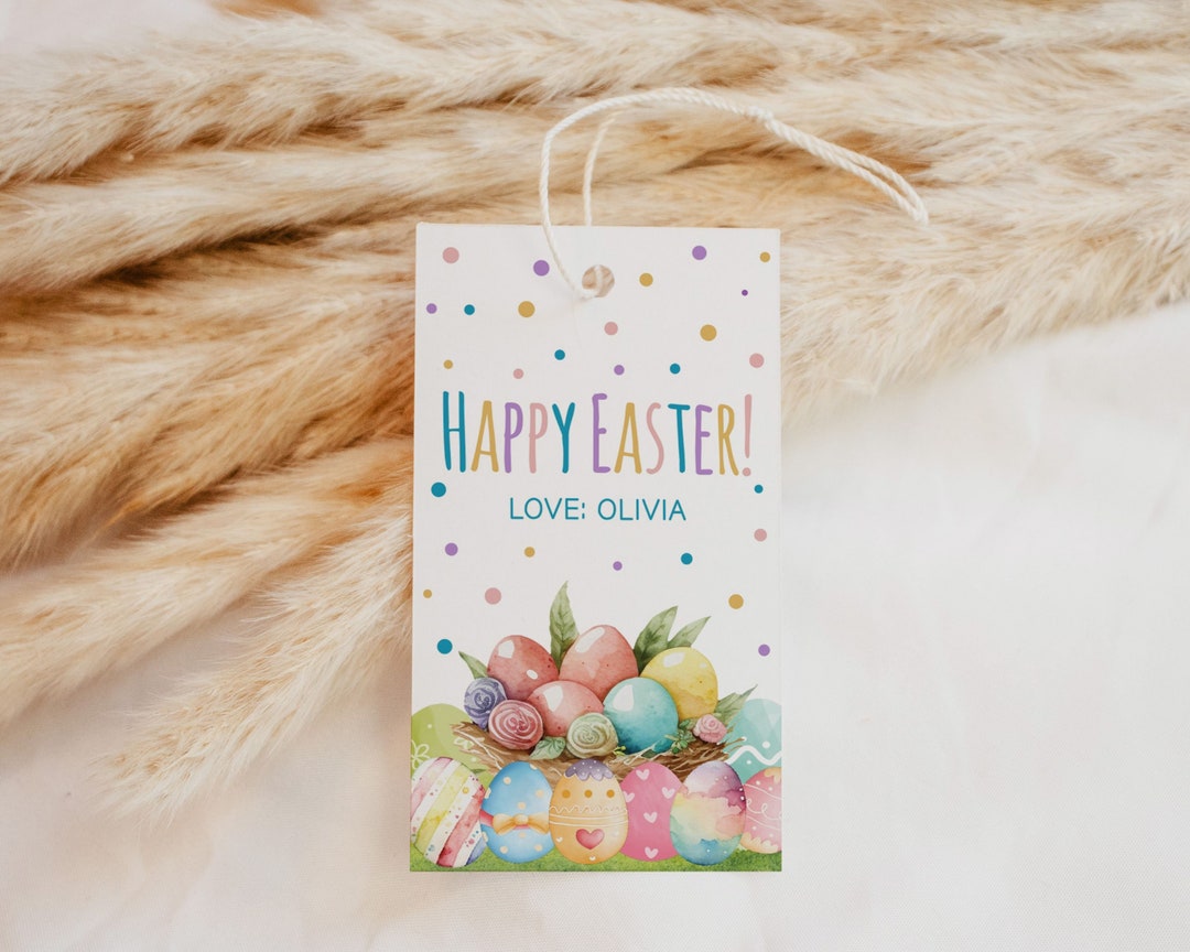 Editable Happy Easter Gift Tag for Kids, Easter Gift Tag Printable ...