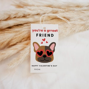 Valentine's Day Gift Tag, Classroom Valentine Tag, Puppy Pun Valentine ...