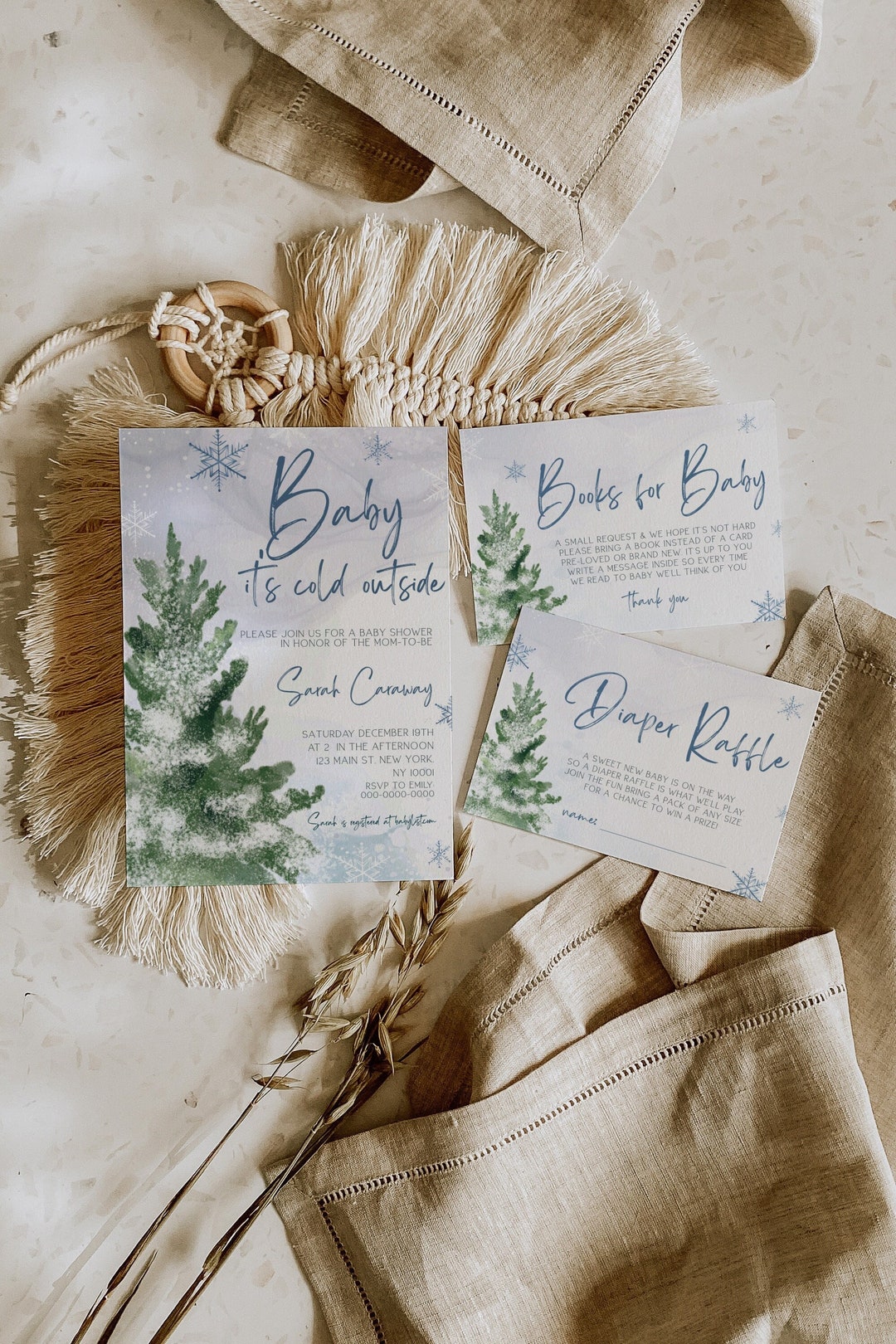 Winter Baby Shower Invitation, Baby It's Cold Outside Invitation, Boy ...