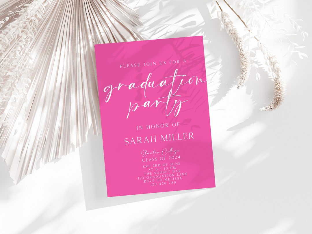 Pink Graduation Party Invite, Graduation Invitation, High School ...