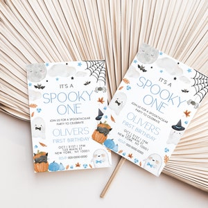 Blue Spooky One Invitation, Halloween First Birthday Invite, Boy ...