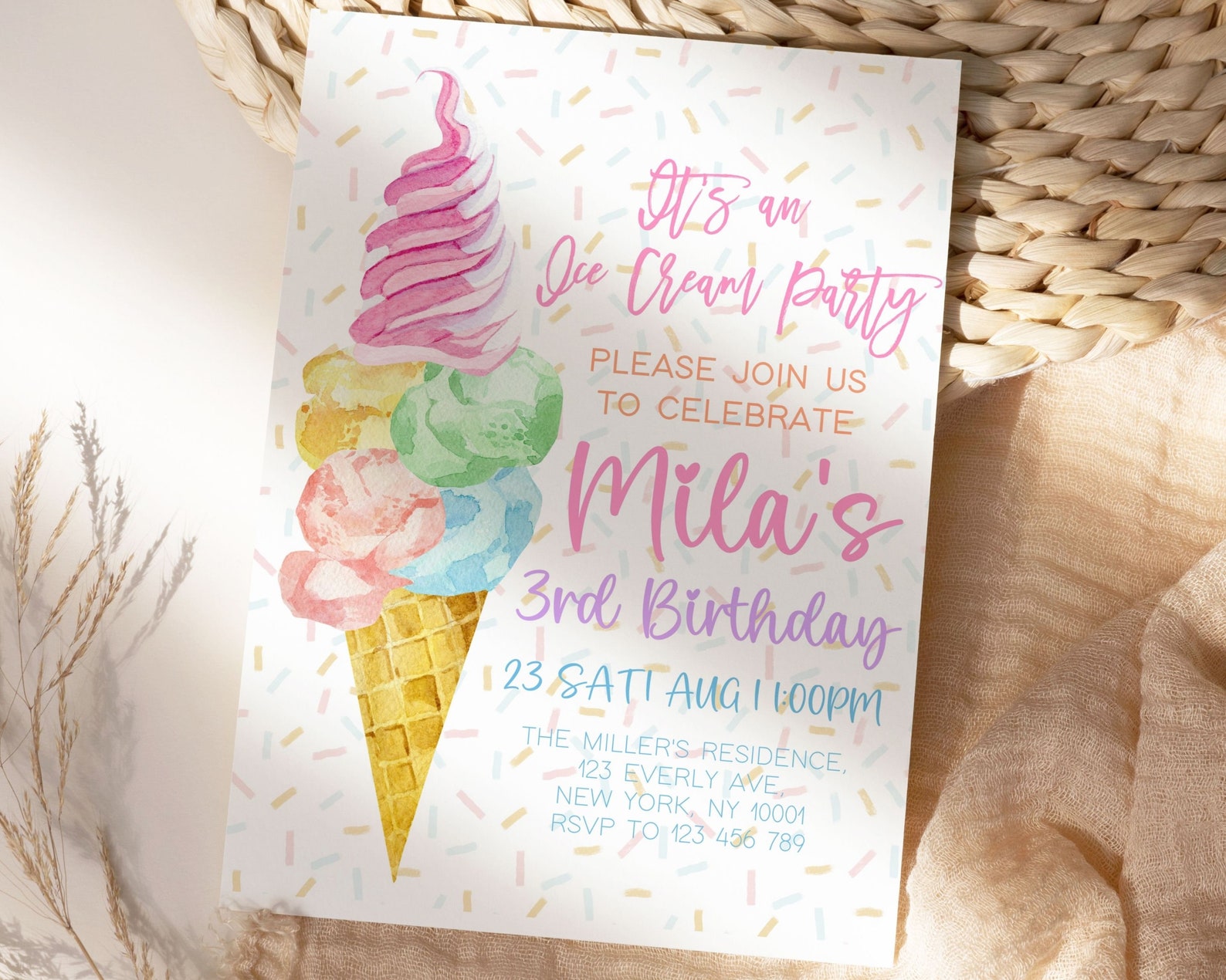 Ice Cream Invitation Ice Cream Party Invitation Ice Cream | Etsy