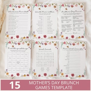 Mother's Day Brunch Games Bundle, Mothers Day Party Games, Mothers Day ...