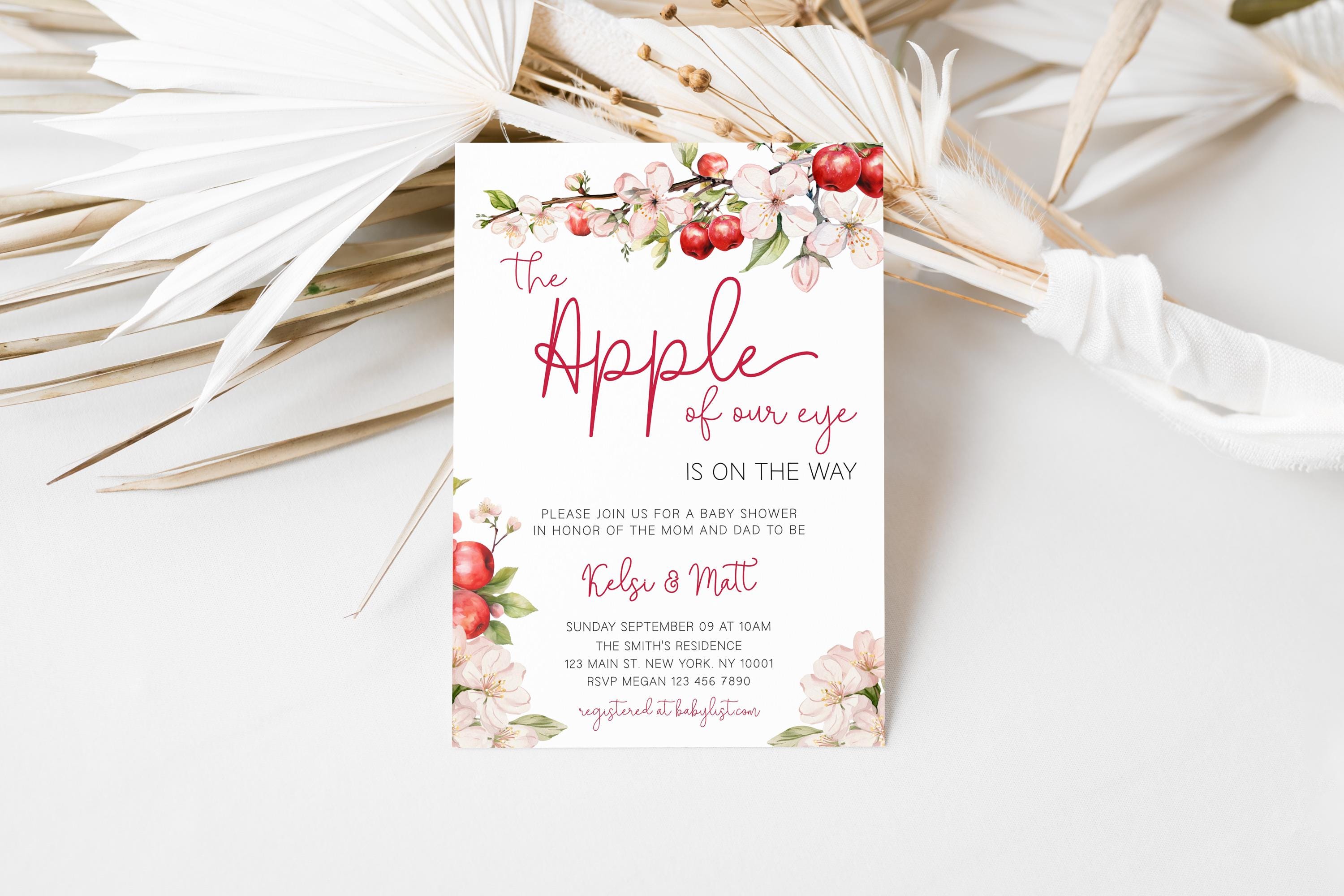 Apple Baby Shower Invitation, Apple of Our Eye Baby Shower Invitation ...