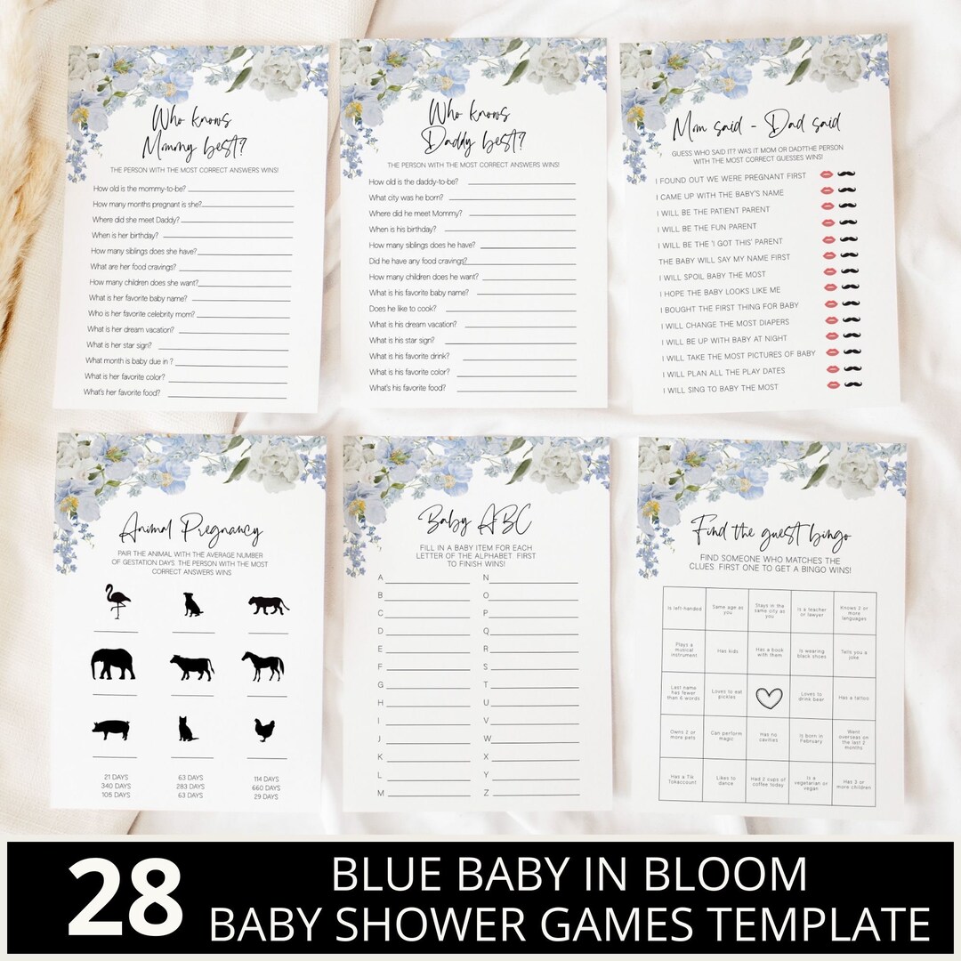 Blue Baby in Bloom Games Bundle, Baby Shower Games, Blue Baby Shower ...