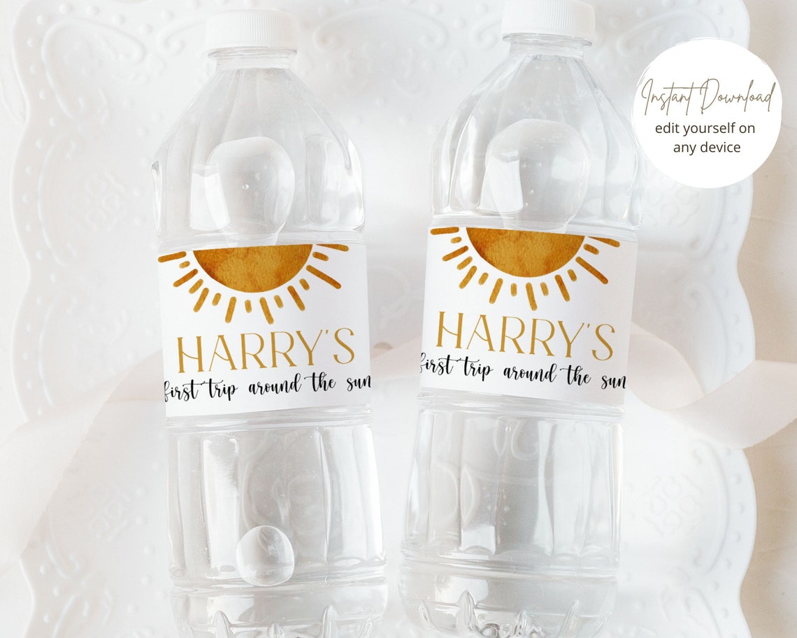 Sun Birthday Bottle Label, Sunshine Water Bottle Label, Sun Birthday ...