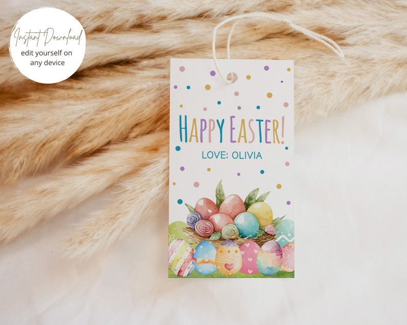 Editable Happy Easter Gift Tag for Kids Easter Gift Tag - Etsy