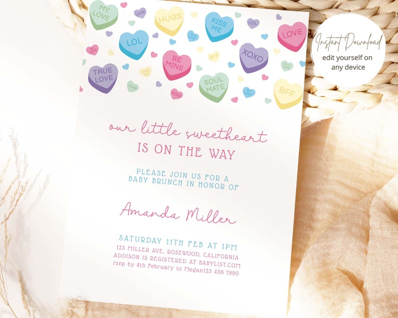 Editable Valentines Baby Shower Invitation Conversation - Etsy