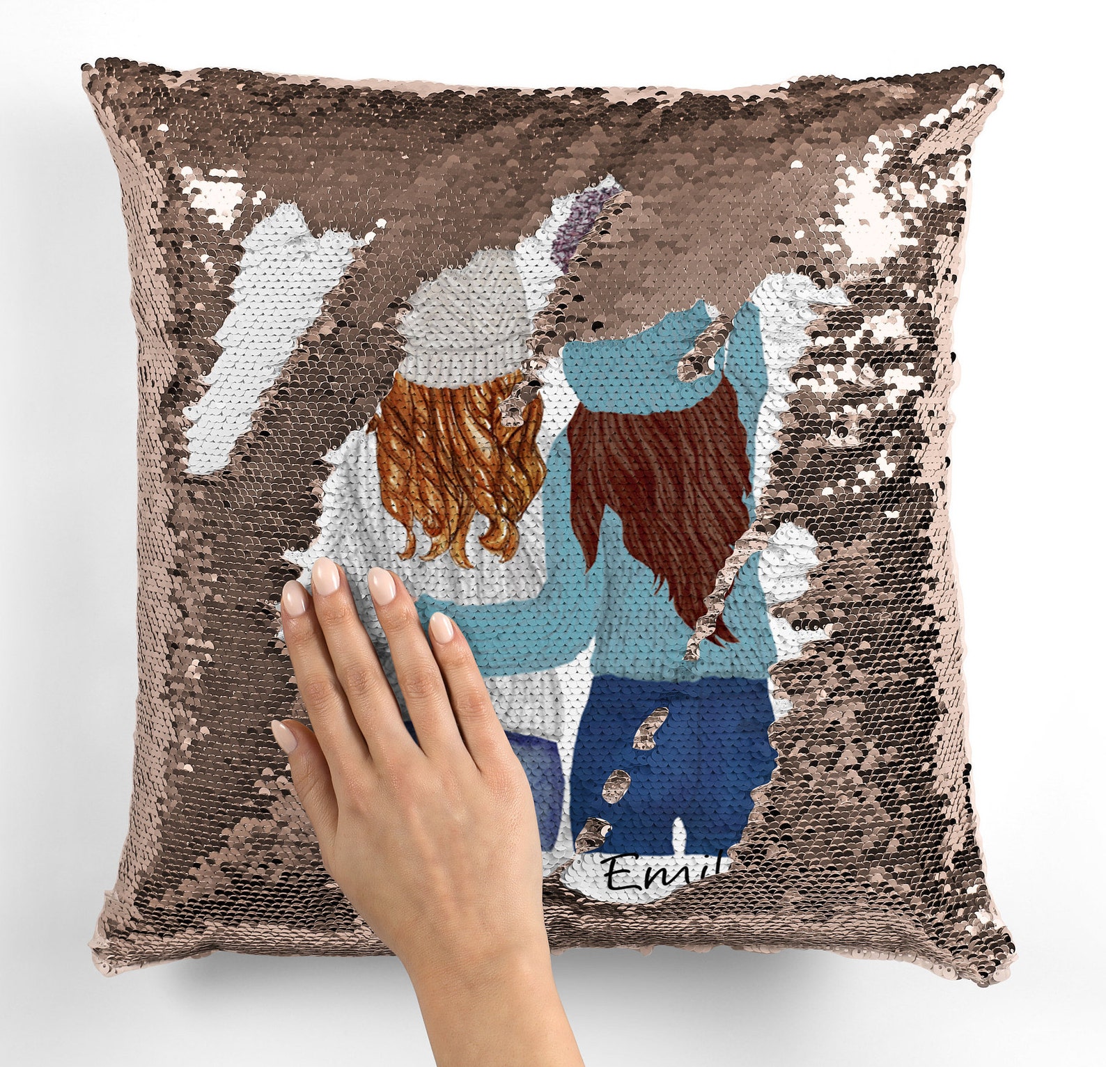 Best Friends Personalized Sequin Pillow Best Friend Gift | Etsy