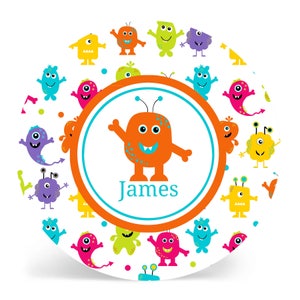 Personalized Monster Plate, Personalized Melamine Plate, Kids Dinner ...
