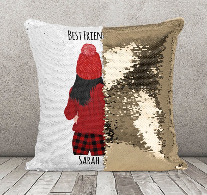 Best Friends Personalized Sequin Pillow Best Friend Gift | Etsy