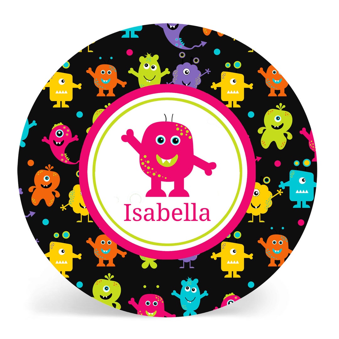 Personalized Monster Plate, Personalized Melamine Plate, Kids Dinner ...