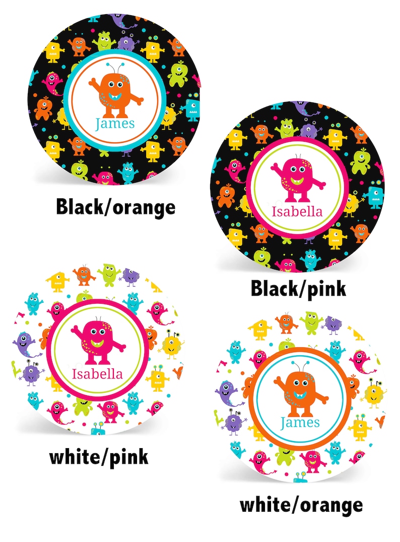 Personalized monster plate personalized melamine plate kids | Etsy