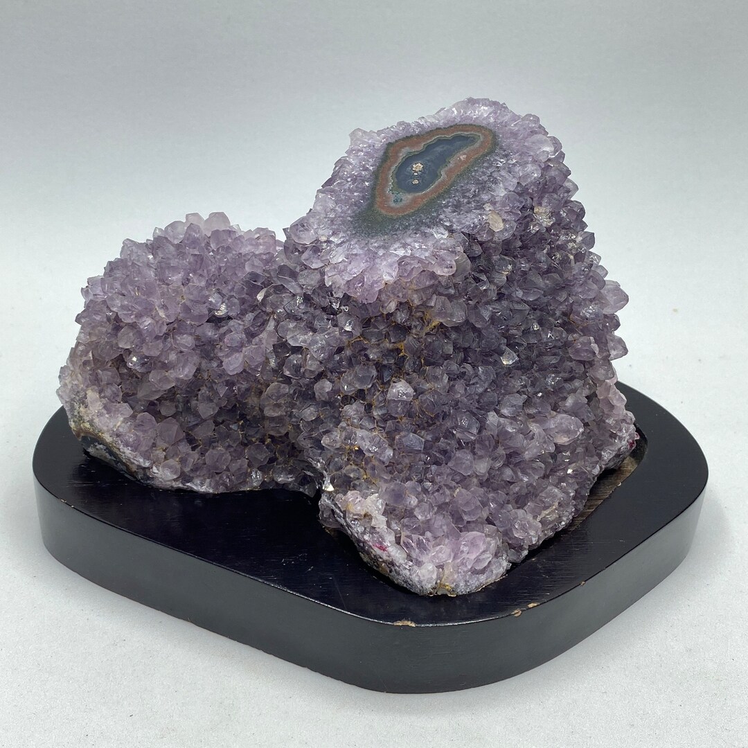Amethyst Geode Stalagmite on a Wood Base | Amethyst Stalactite ...