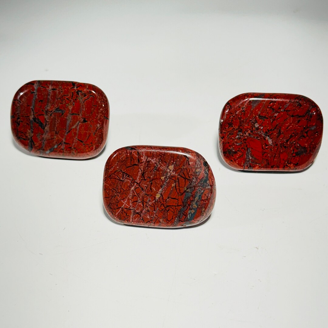 Brecciated Jasper Cabinet Knob: Red-orange Gemstone, Brushed Nickel ...