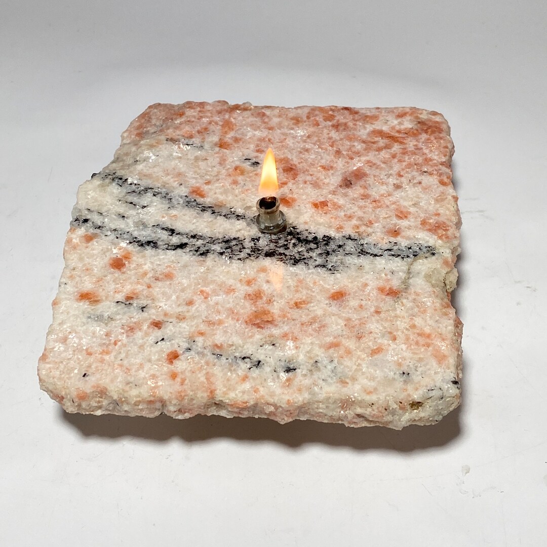 Sunstone Rock Candle Rock Oil Lamp, Stone Oil Candle, Unique Gift for ...
