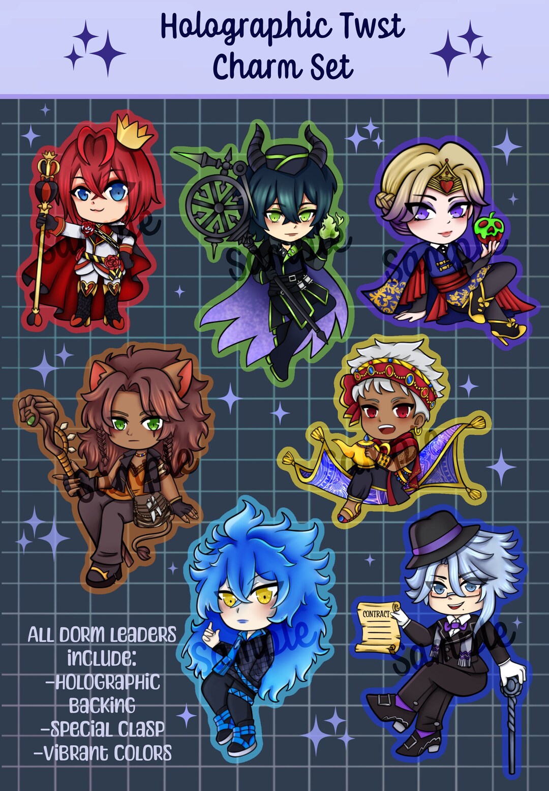 Twst Dorm Leader Holographic Charms - Etsy
