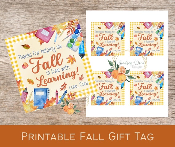 Thank You for Helping Me FALL Into Learning Fall Gift Tag - Etsy