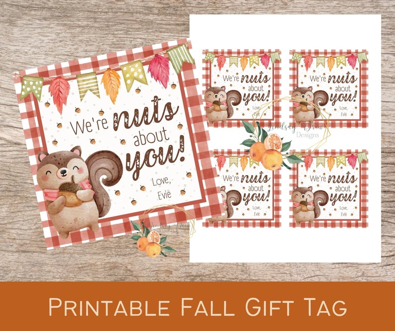 We're NUTS About YOU, Fall Gift Tag, Thankful Tag, Gift Tag - Etsy