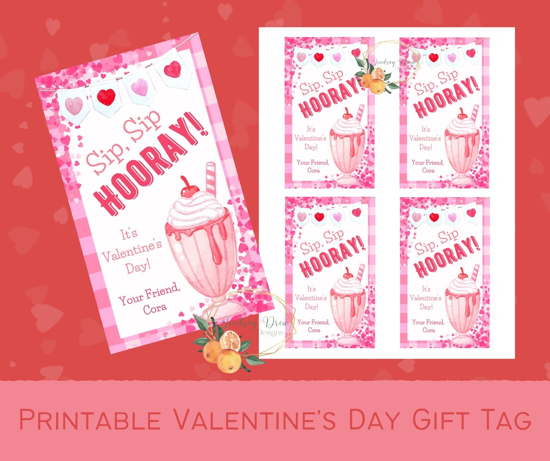 Crazy Straw Valentine Cards, Sip Sip Hooray It's Valentine's Day Card ...
