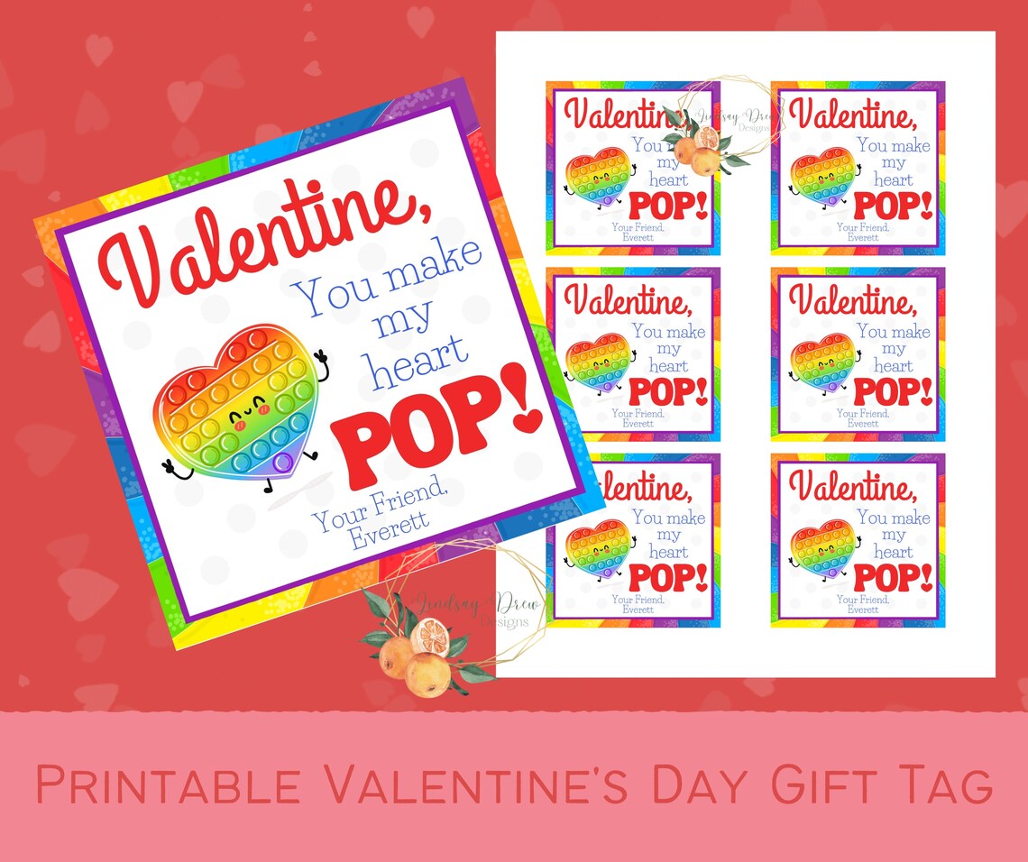 Pop It Valentine Cards, Valentine You Make My Heart POP, Valentine's ...