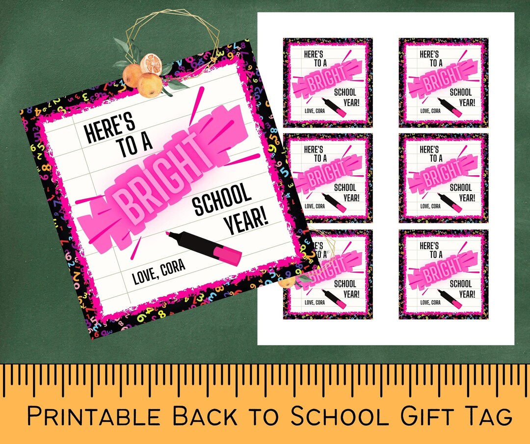 Here's to a Bright School Year Gift Tag, Welcome Back to School Gift ...