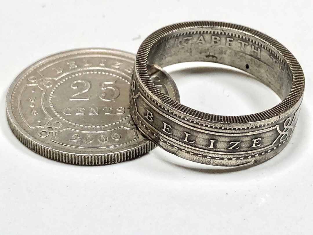 Belize Ring Belize 25 Cent Coin Ring Handmade Personal Jewelry Charm Ring Gift for Friend Coin ...