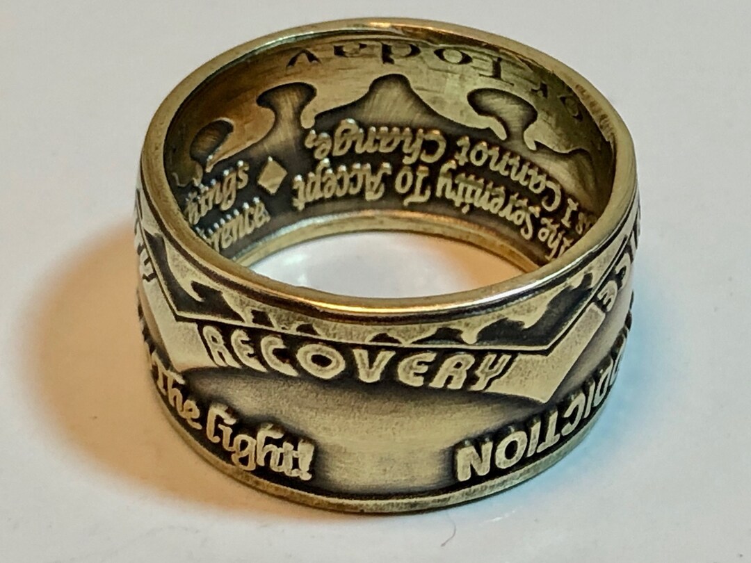 Addiction Coin Ring Serenity Prayer Drugs Alcohol Abuse Sober Recovery ...