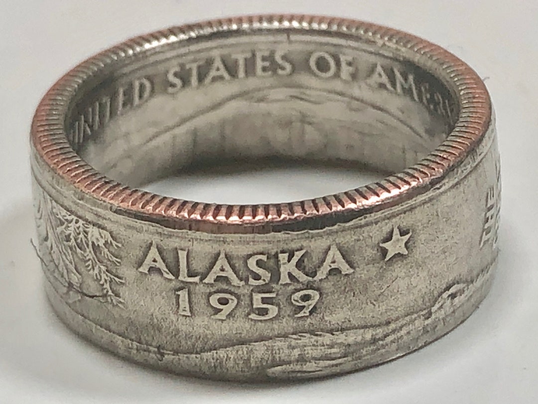 Alaska Ring USA State Coin Ring Quarter Dollar United States of America ...