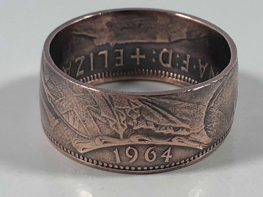 Britain Coin Ring Large Penny England British Ring Handmade Personal ...