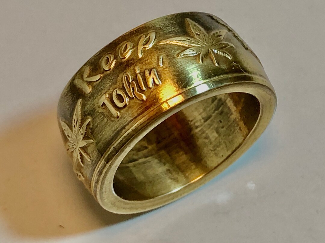 Cannabis Coin Ring – Weed Token Ring – Stay Mellow Handmade Marijuana ...