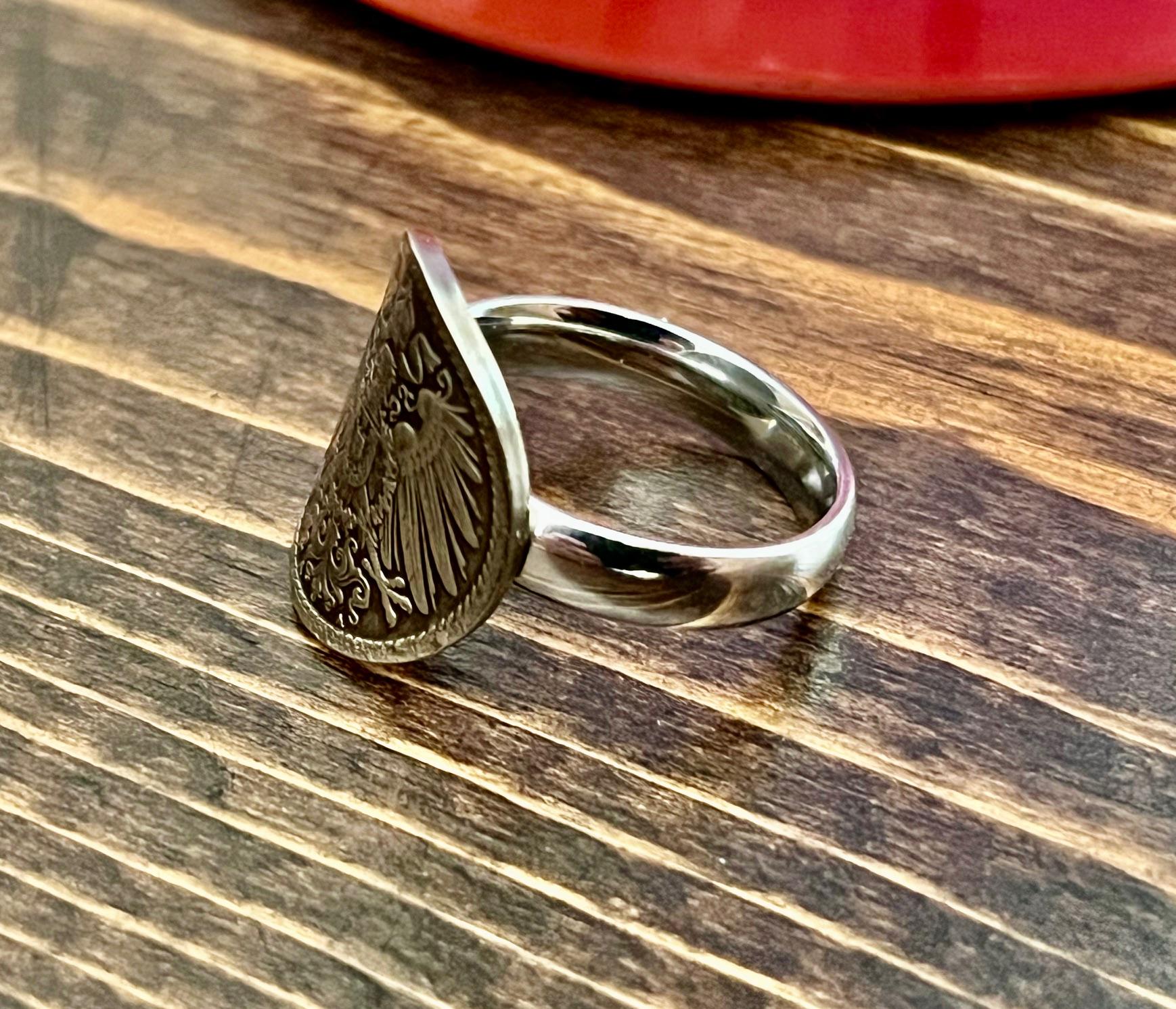 German Empire Eagle Ring | Vintage Deutsches Reich Coin Jewelry ...