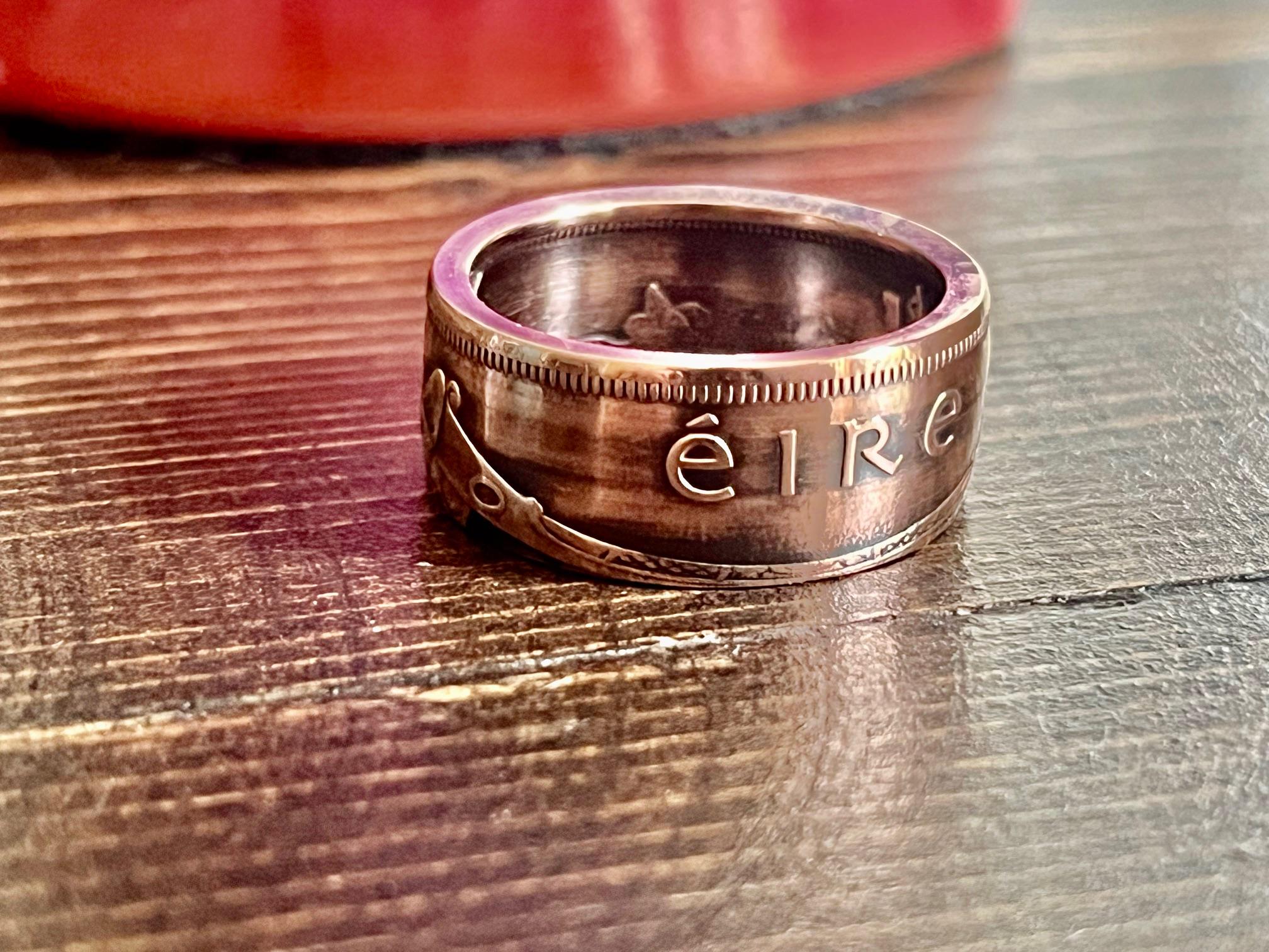 Ireland Lucky Penny Ring – Irish Coin Ring With Celtic Harp | Handmade ...