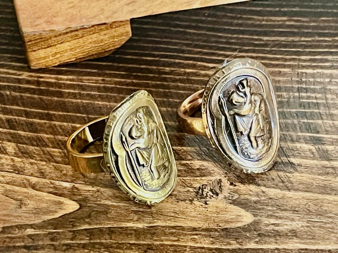 St. Christopher My Guide Ring From Antient Wax Seal Unique Handmade ...