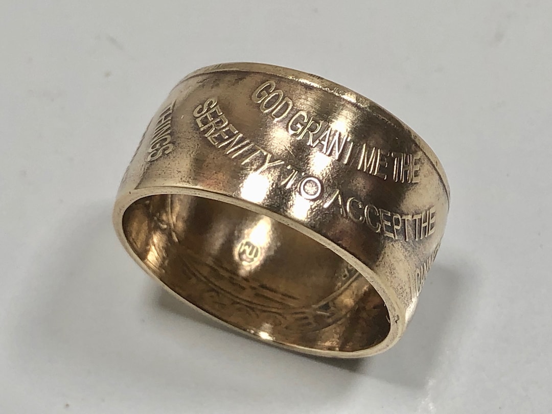 Sobriety Ring AA Coin Ring – Addiction Recovery Ring – Serenity Prayer ...