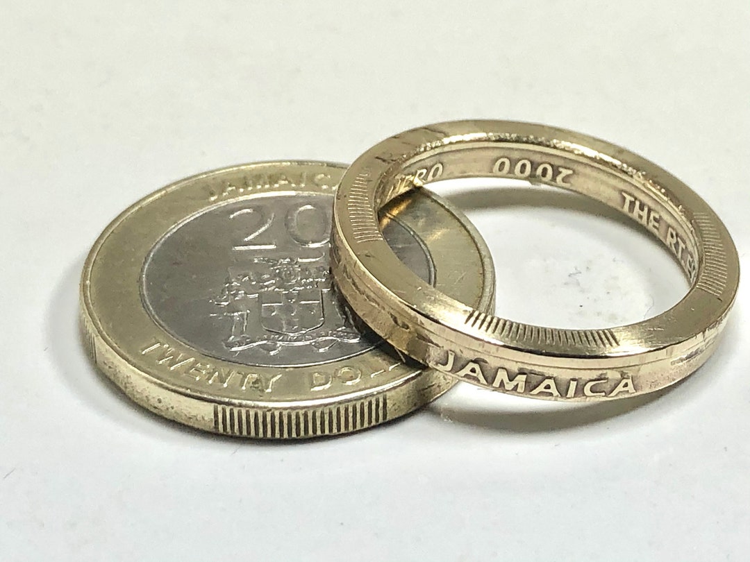 Jamaica Coin Ring Jamaican Twenty Dollar Handmade Personal Jewelry Ring ...