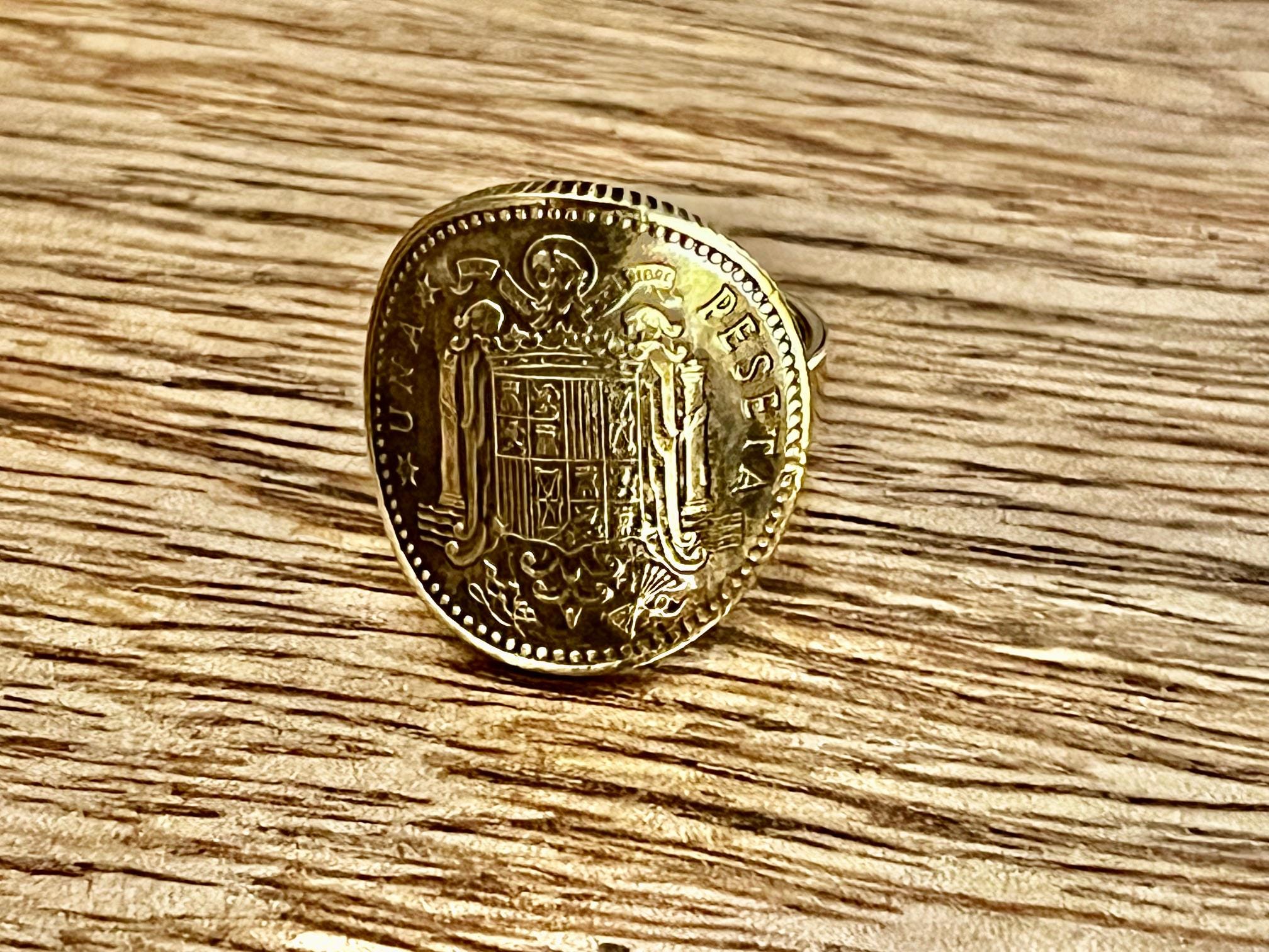 Spain Coin Ring – Una Peseta Spanish Ring – Custom Handmade Vintage ...