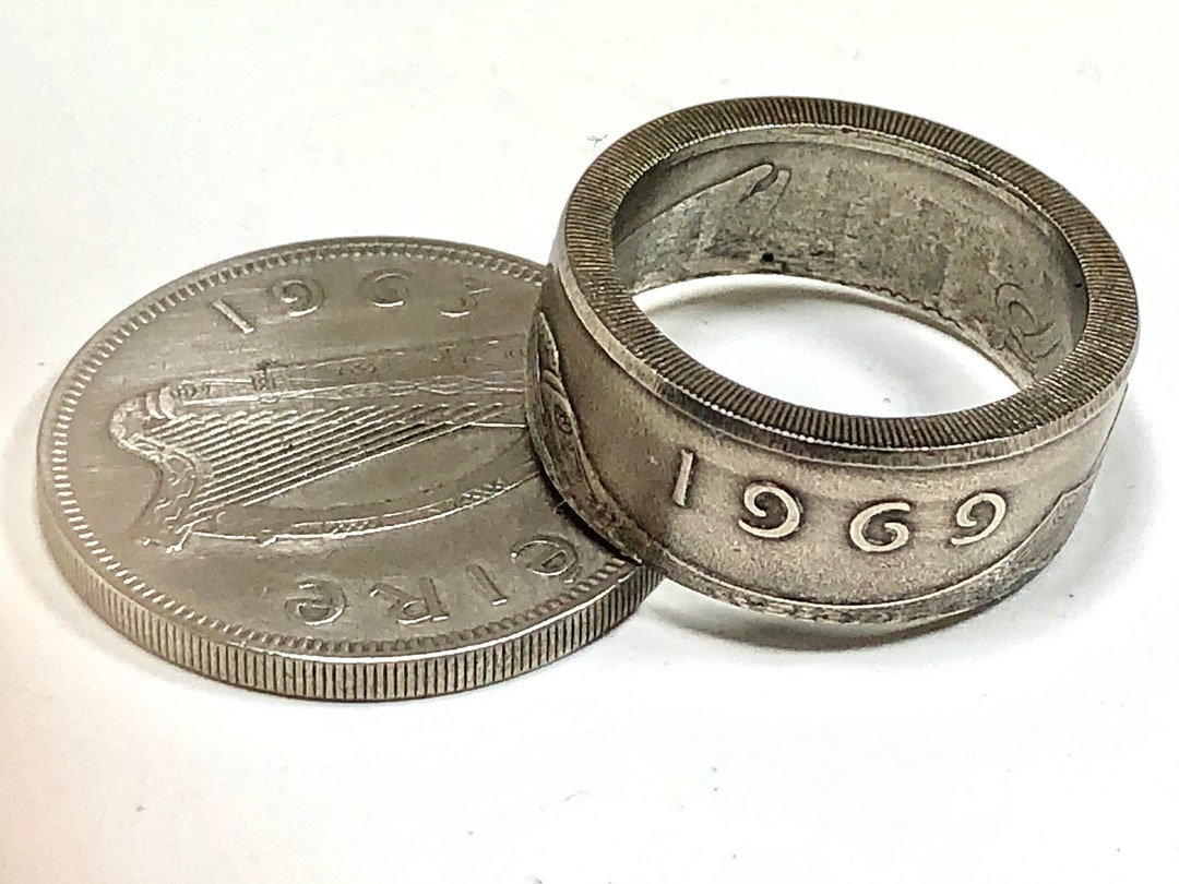 Ireland Coin Ring – 10 Pence Irish Harp Ring – Handmade Eire Coin ...