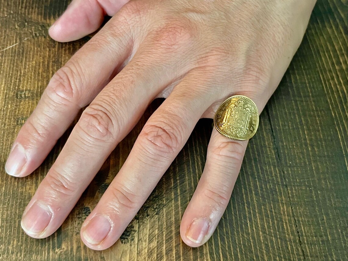 Spain Coin Ring – Una Peseta Spanish Ring – Custom Handmade Vintage ...