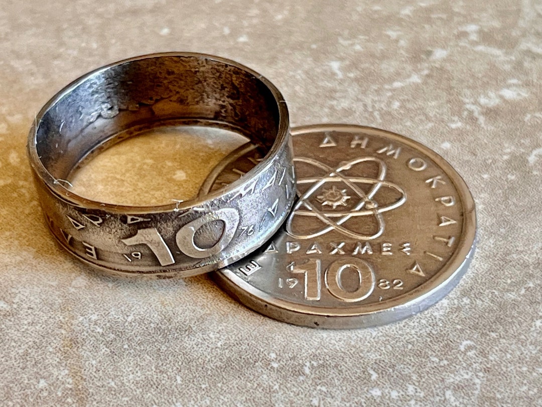Greek Coin Ring 10 Apaxmai Drachma Greece Handmade Personal Jewelry ...