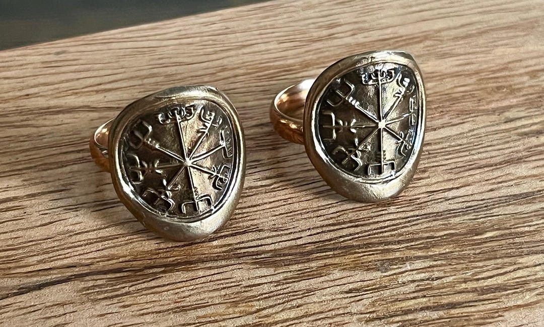 Norse Compass Ring Antique Wax Seal Bronze - Vegvisir - the Viking ...
