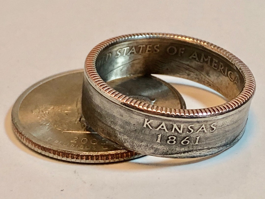 Kansas Ring USA State Coin Ring Quarter Dollar United States of America ...
