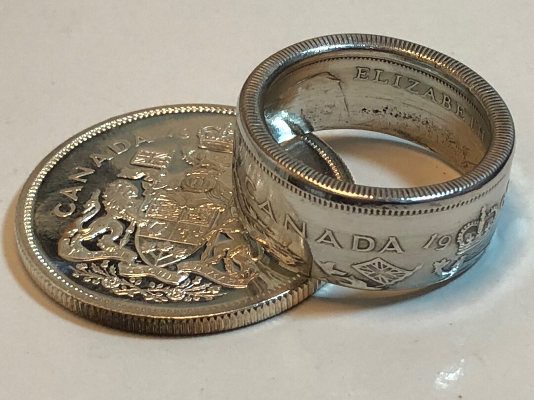 Canada Coin Ring Silver 50 Cent Piece Canadian Charm Personal Jewelry ...