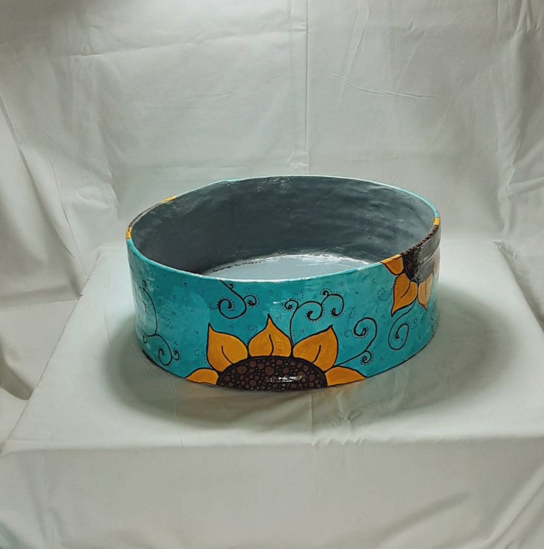 Paper Mache, Sunflower Basket, Home Decor Basket, Paper Mache Bowl ...