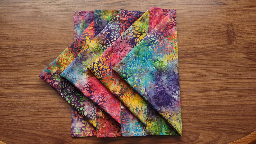 Placemats, Set of 4 Batik Placemats, Abstract Design, Colorful ...