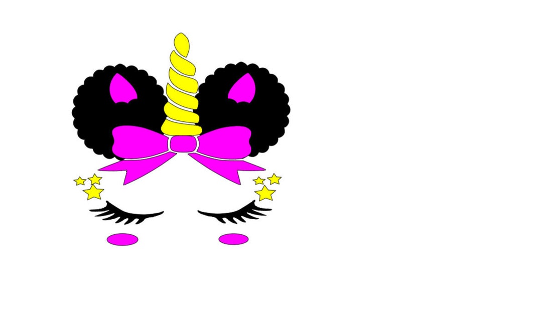 Afro Puff Licorne Svg, Licorne Visage Svg, Silhouette de Licorne ...