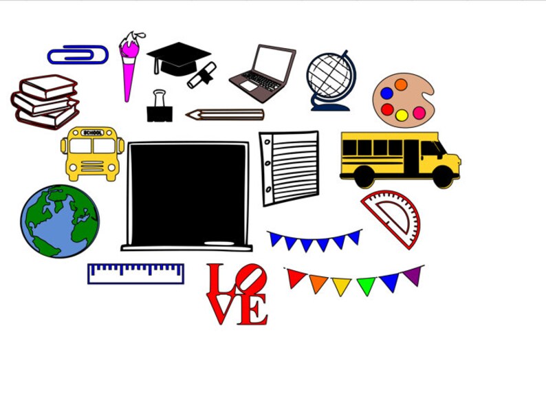 School Svg Bundle - School Svg Files for Cricut - School Supplies Svg ...